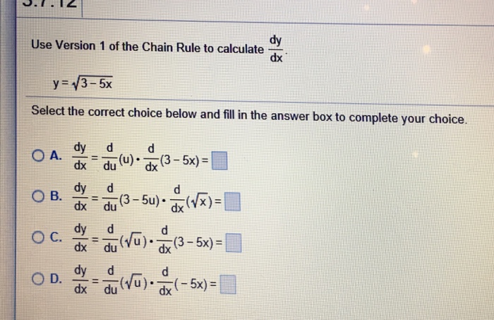 Solved Use Version 1 of the Chain Rule to calculate dy/dx. | Chegg.com