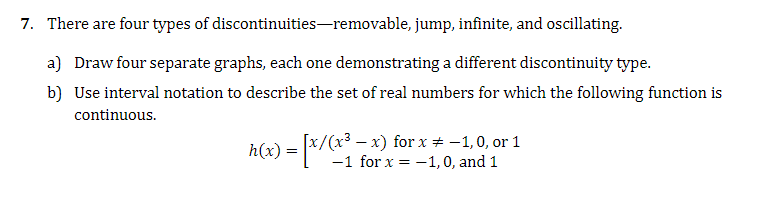 Solved 7. There are four types of discontinuities-removable, | Chegg.com