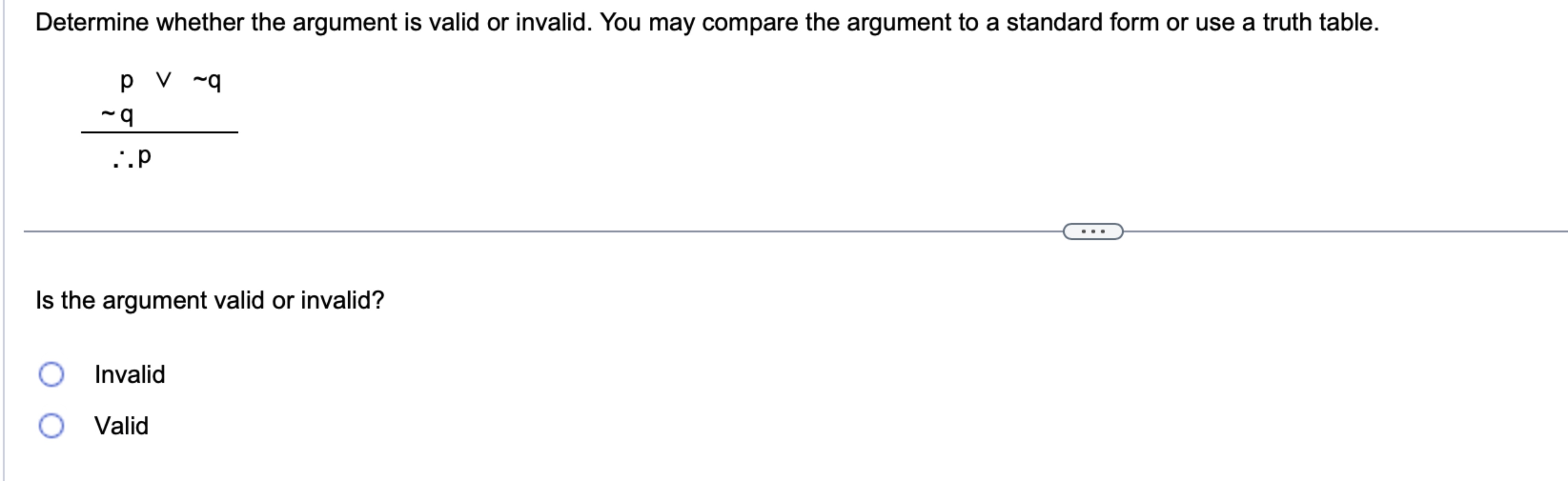 Solved Determine whether the argument is valid or invalid. | Chegg.com