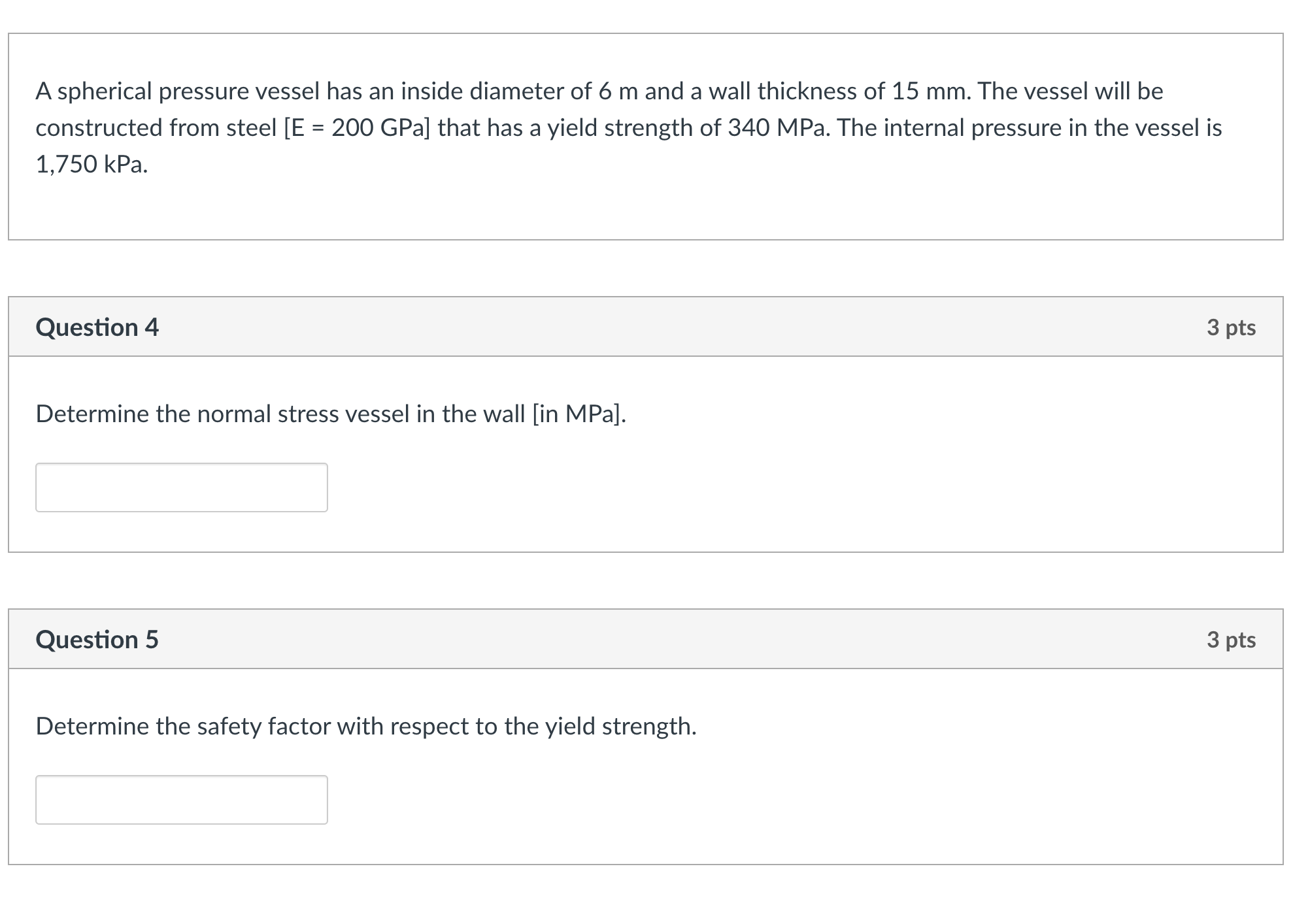 Solved A spherical pressure vessel has an inside diameter of | Chegg.com