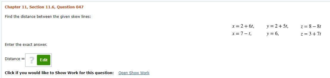 Solved Chapter 11, Section 11.6, Question 047 Find the | Chegg.com