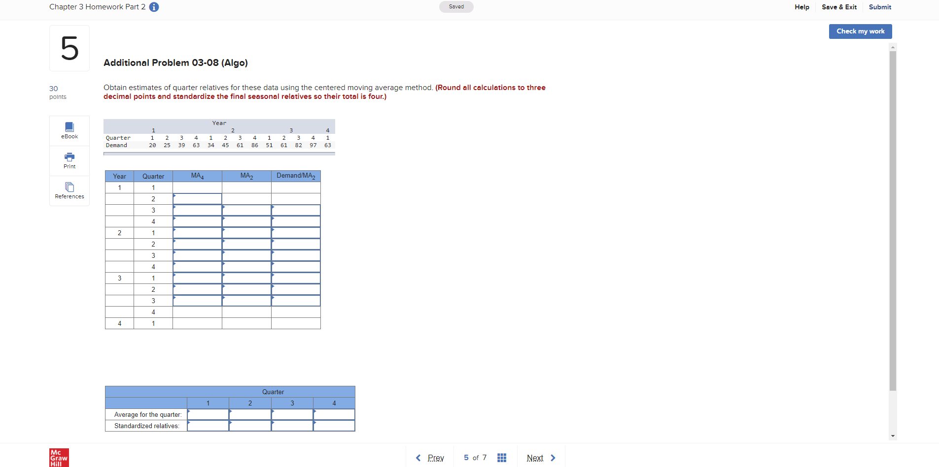solved-obtain-estimates-of-quarter-relatives-for-these-data-chegg