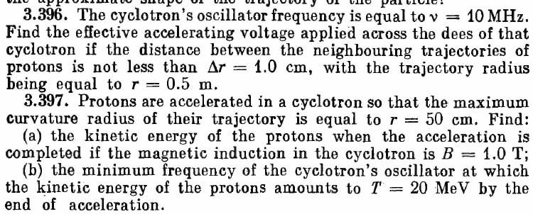 Solved 3.396. The cyclotron's oscillator frequency is equal | Chegg.com