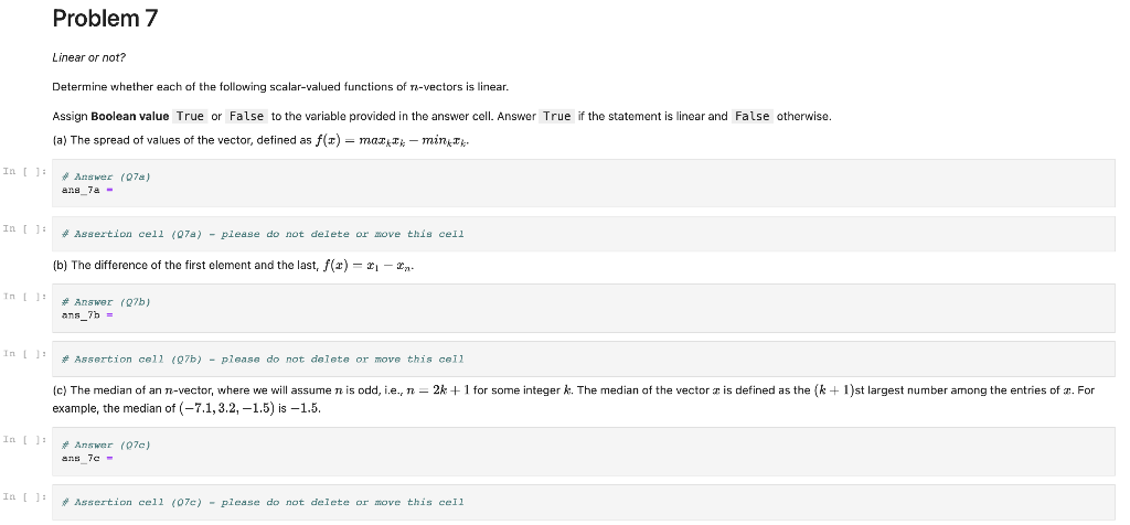 Solved Problem 7 Linear or not? Determine whether each of | Chegg.com