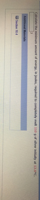 Solved Calculate the minimum amount of energy, in joules, | Chegg.com