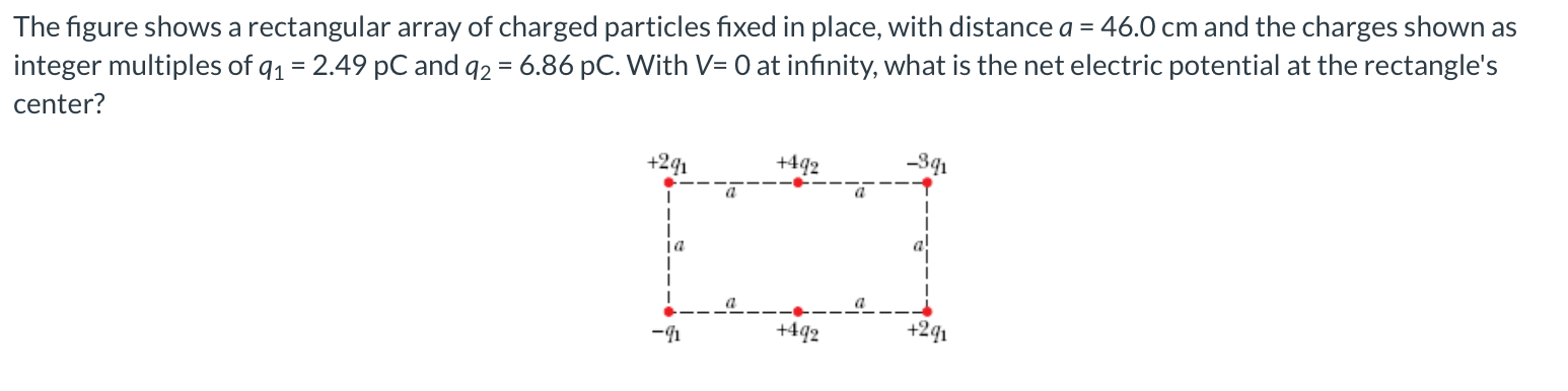 Solved The figure shows a rectangular array of charged | Chegg.com