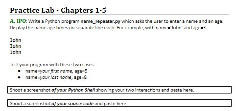 Solved Practice Lab - Chapters 1-5 A. IPO: Write a Python | Chegg.com