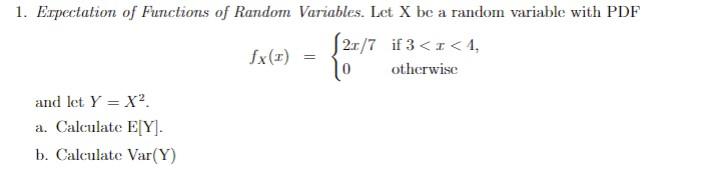 Solved { 1. Expectation of Functions of Random Variables. | Chegg.com
