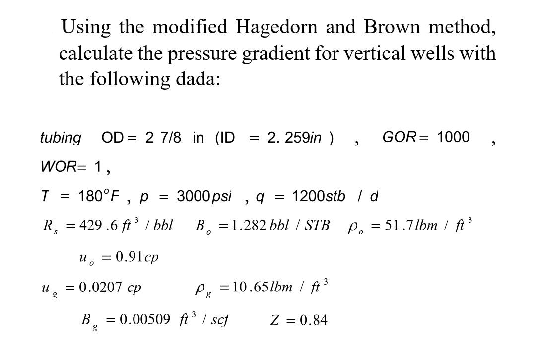 Solved Using the modified Hagedorn and Brown method, | Chegg.com