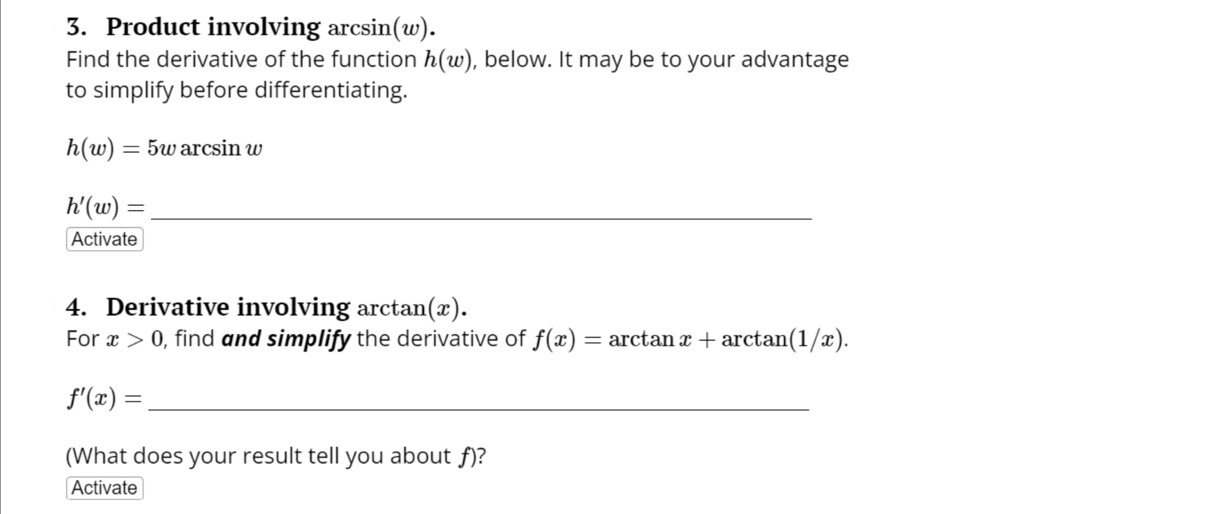 Solved 3 Product Involving Arcsin W Find The Derivative