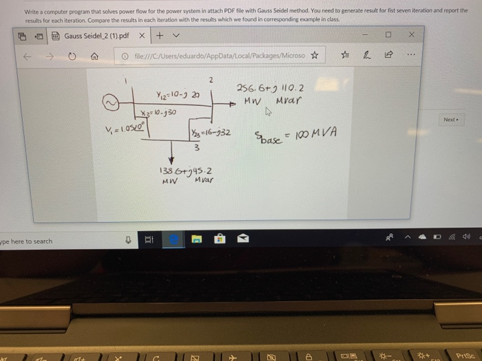 Write a computer program that solves power flow for | Chegg.com