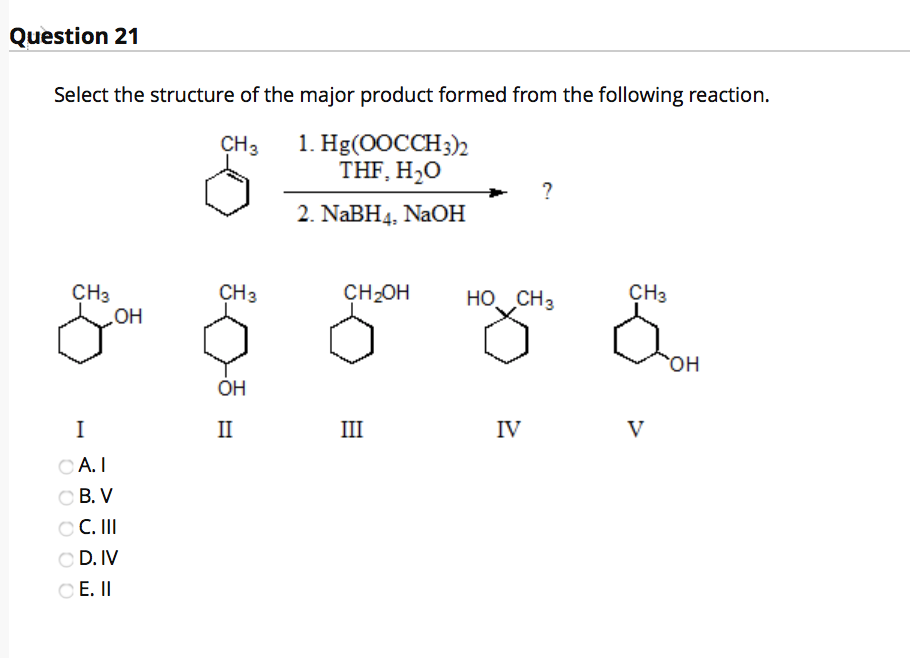 Solved Question 21 CH3 Select the structure of the major | Chegg.com