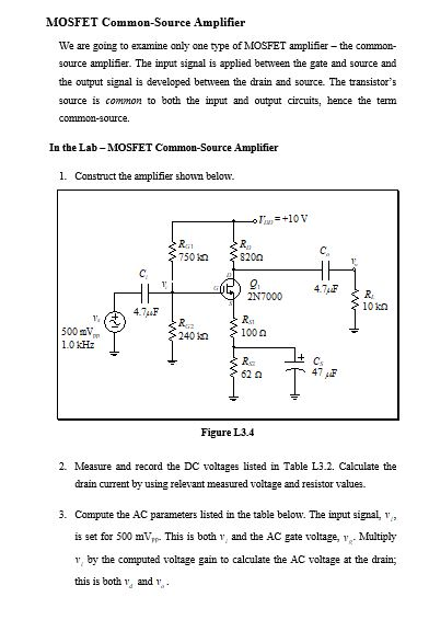 Solved Theory Common-Source MOSFET Amplifier Circuit A | Chegg.com