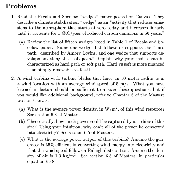Solved 1. Read the Pacala and Socolow "wedges" paper posted | Chegg.com