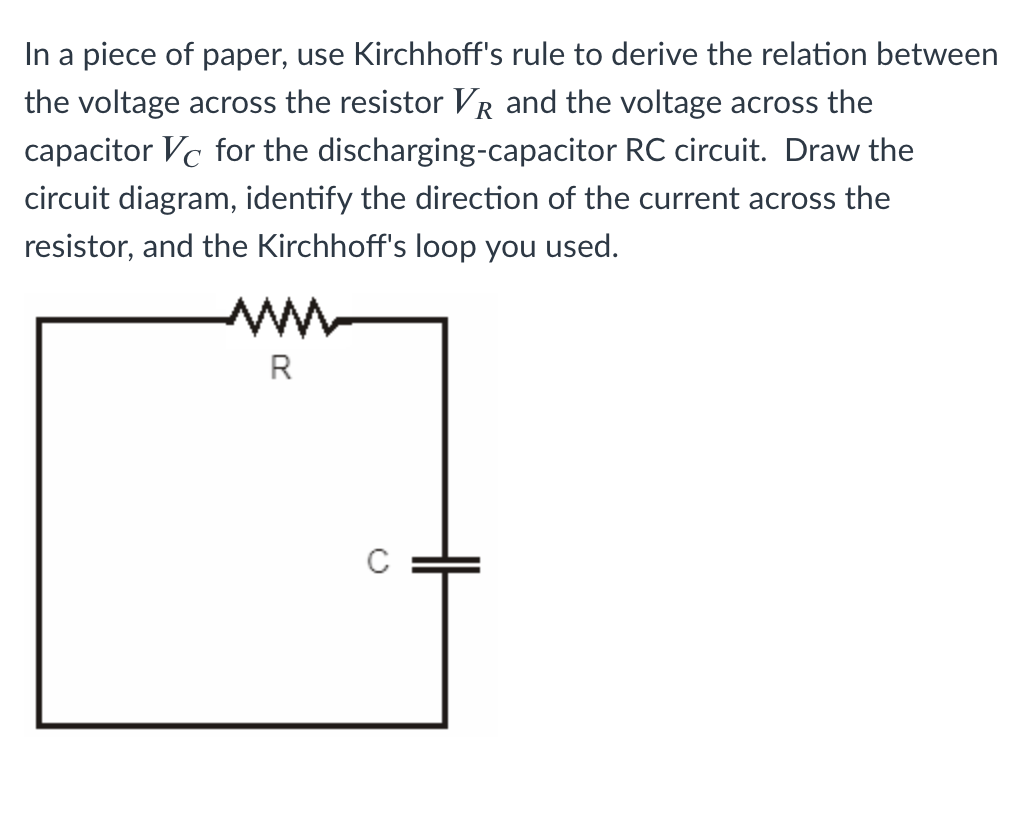 Solved In a piece of paper, use Kirchhoff's rule to derive | Chegg.com