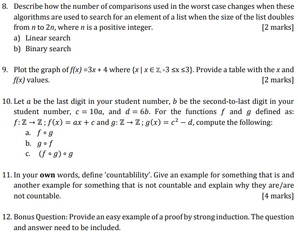 Solved Describe how the number of comparisons used in the | Chegg.com