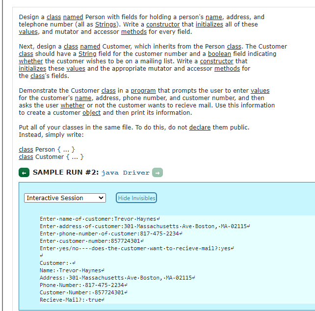 Solved Design a class named Person with fields for holding a | Chegg.com