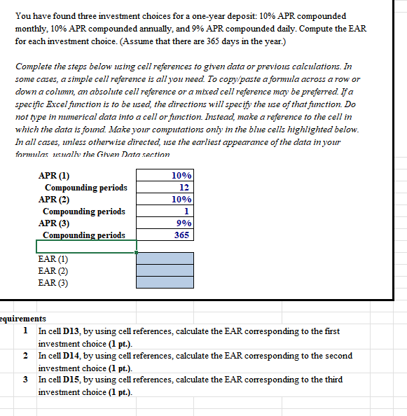Solved 1 ﻿In cell D13, ﻿by using cell references, calculate | Chegg.com