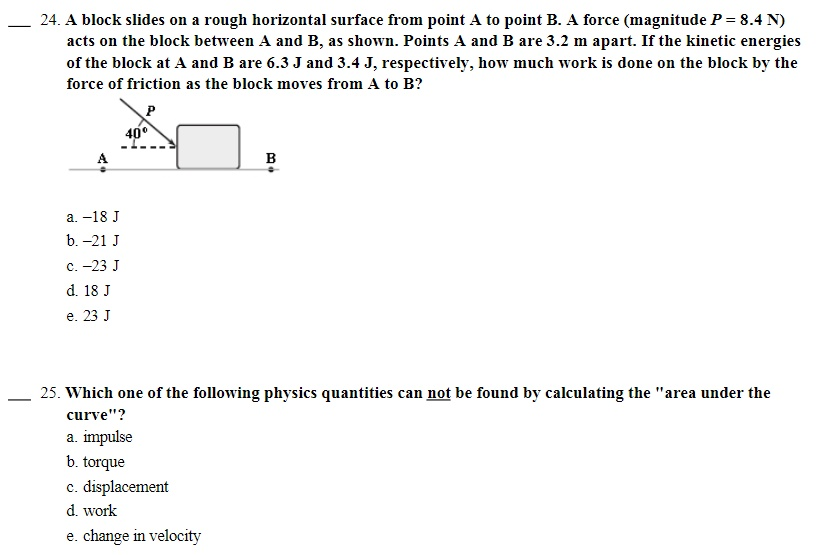 Solved _ 24. A block slides on a rough horizontal surface | Chegg.com