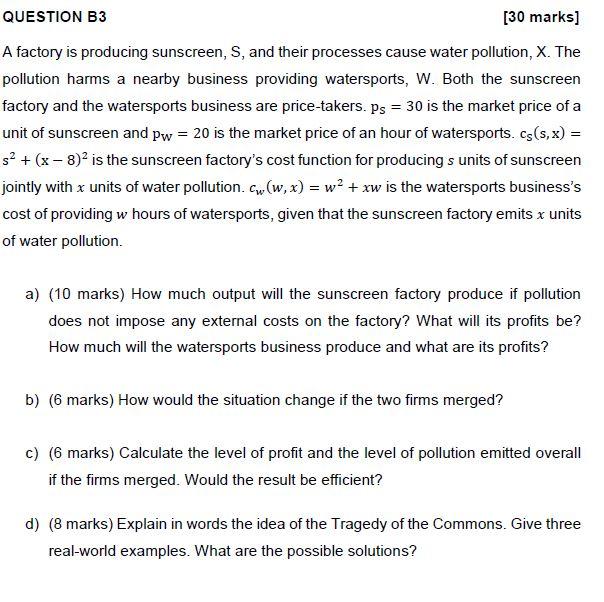 Solved QUESTION B3 [30 marks] A factory is producing | Chegg.com