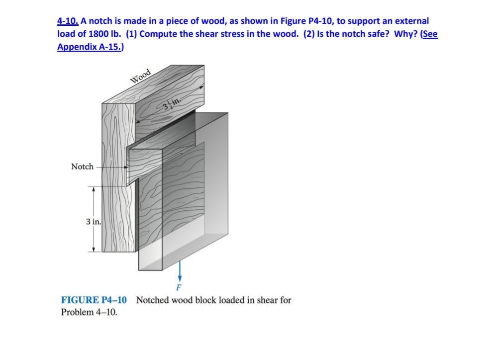 Solved 4-10. A notch is made in a piece of wood, as shown in | Chegg.com