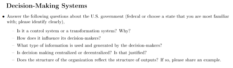 Solved Decision-Making Systems - Answer the following | Chegg.com