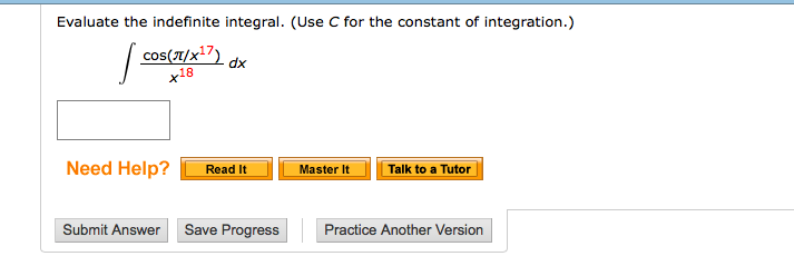 Solved Evaluate the indefinite integral. (Use C for the | Chegg.com