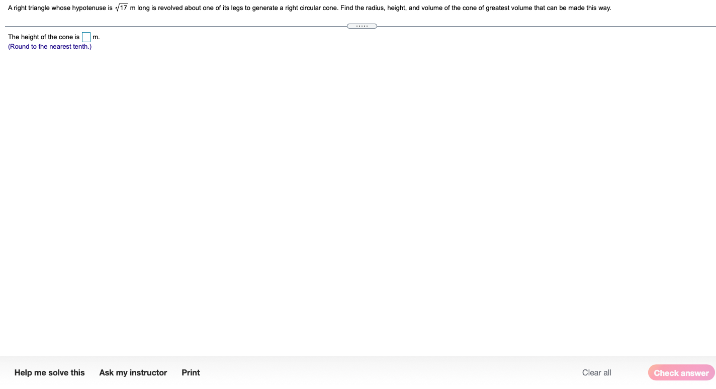 Solved A right triangle whose hypotenuse is V17 m long is | Chegg.com
