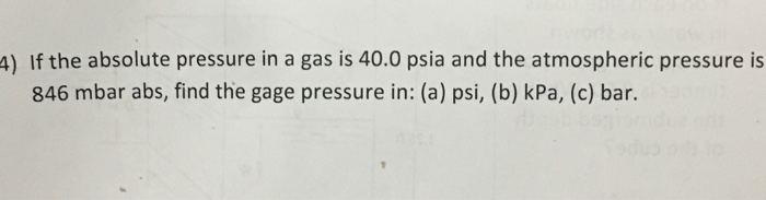 Solved If the absolute pressure in a gas is 40.0 psia and | Chegg.com