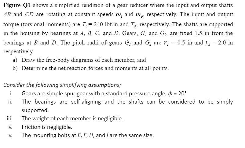 Solved = Figure Q1 shows a simplified rendition of a gear | Chegg.com
