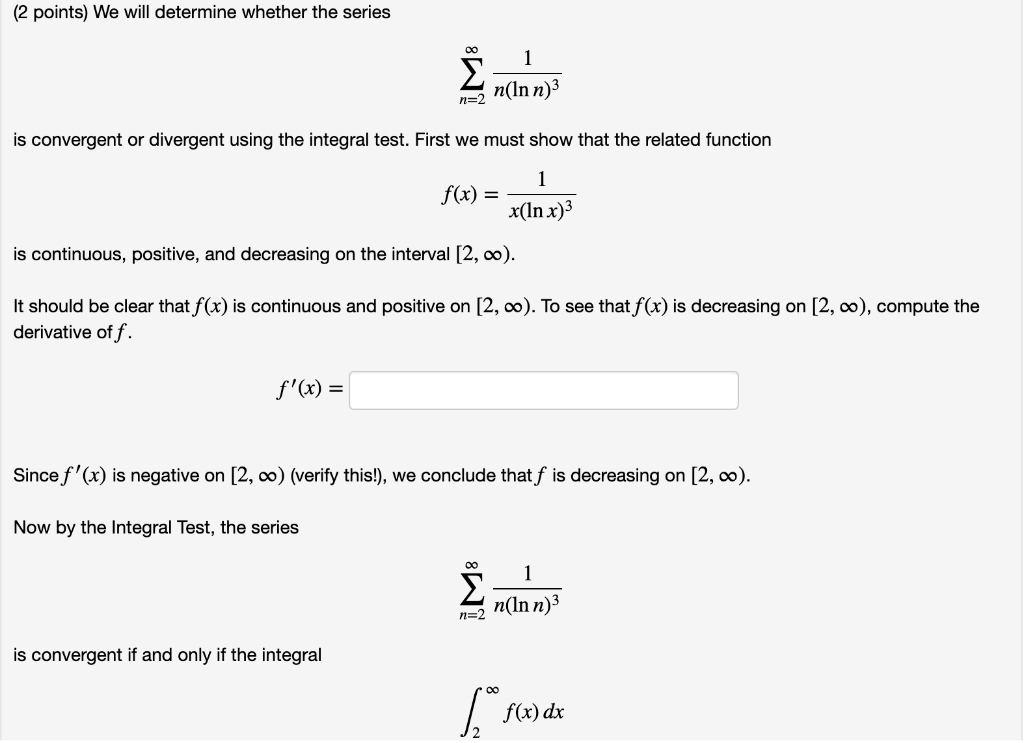 Solved (2 points) We will determine whether the series n-2 | Chegg.com
