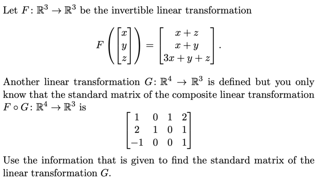 Solved Let F: R3 + R3 be the invertible linear | Chegg.com