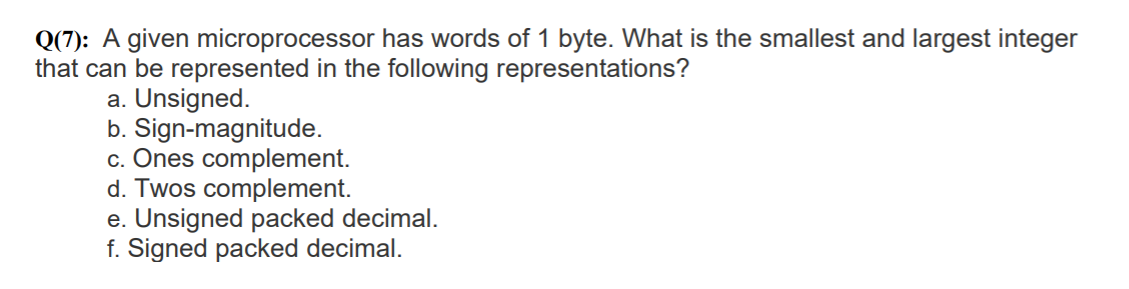 Solved Q(7): A given microprocessor has words of 1 byte. | Chegg.com Solved Q(7): A given microprocessor has words of 1 byte. | Chegg.com