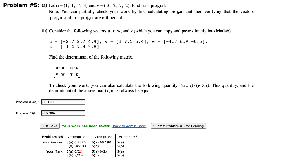 Solved lem \#5: (a) Let u=(1,−1,−7,−4) and v=(−3,−2,−7,−2). | Chegg.com