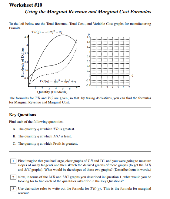 Solved Worksheet #10 Using the Marginal Revenue and Marginal | Chegg.com
