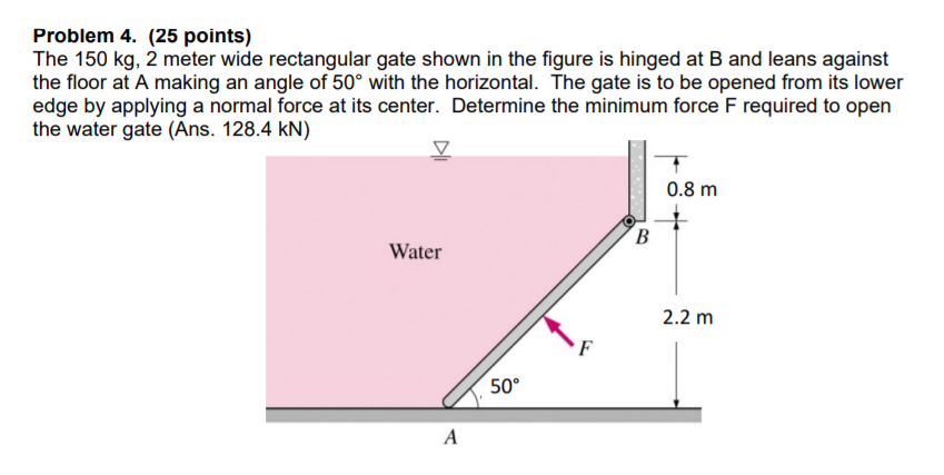 Solved Problem 4. (25 points) The 150 kg, 2 meter wide | Chegg.com
