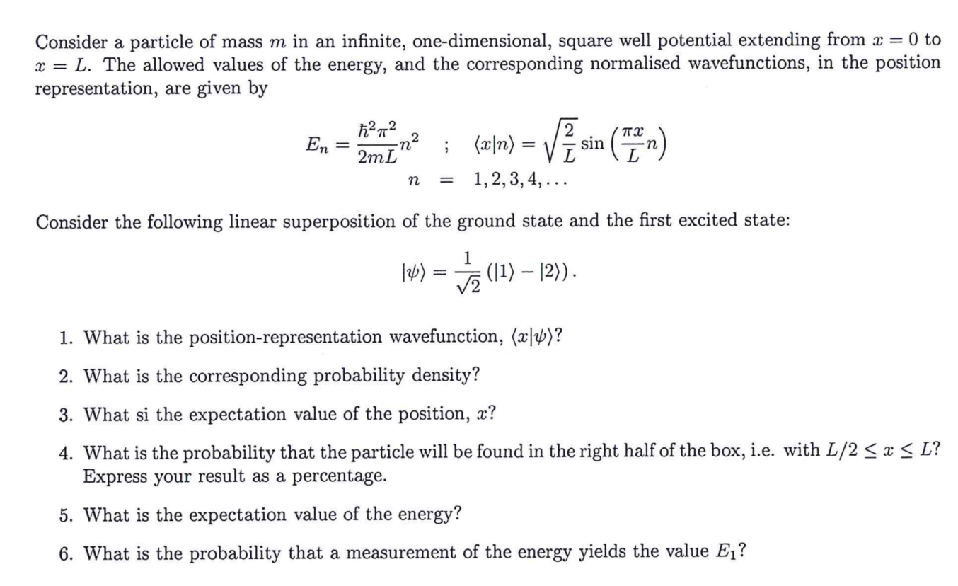 Solved Consider A Particle Of Mass M In An Infinite