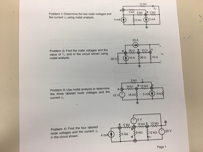 Solved 12 ㏀ Problem 1) Determine the two node voltages and | Chegg.com