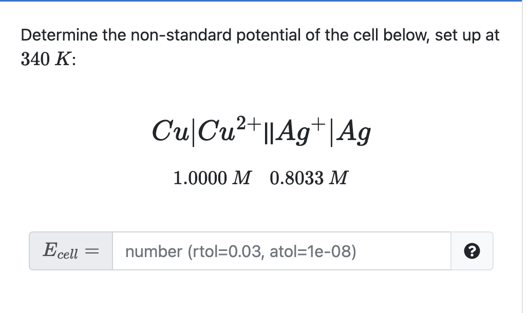 Solved Determine the non-standard potential of the cell | Chegg.com
