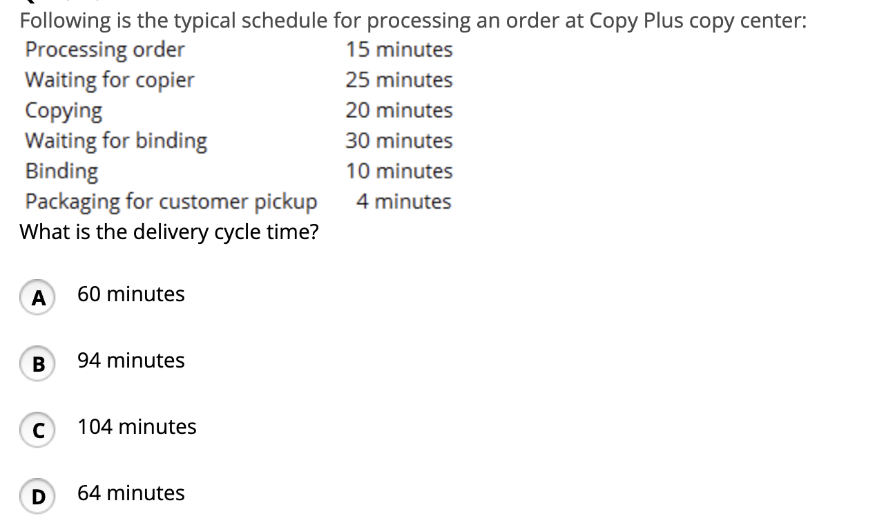 Solved Following is the typical schedule for processing an | Chegg.com