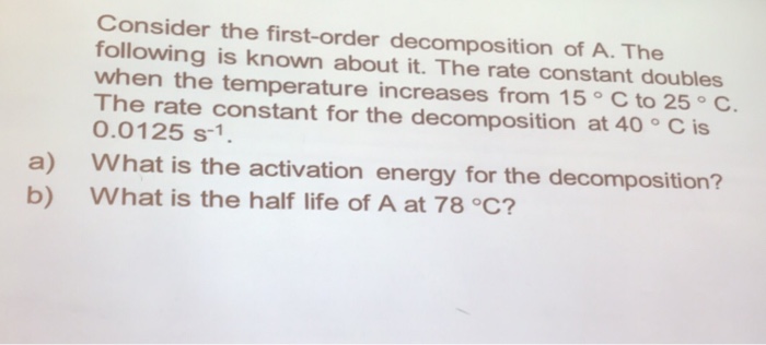Solved Consider the first-order decomposition of A. The | Chegg.com