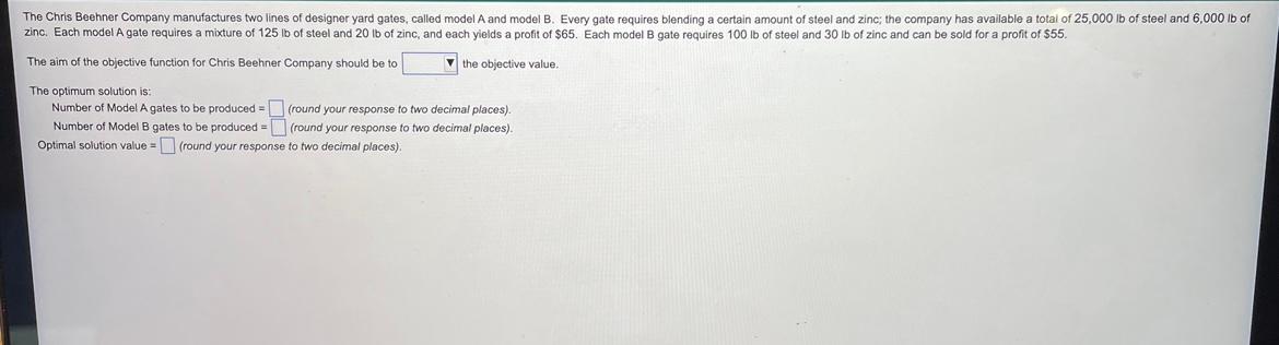 Solved The Chris Beehner Company manufactures two lines | Chegg.com