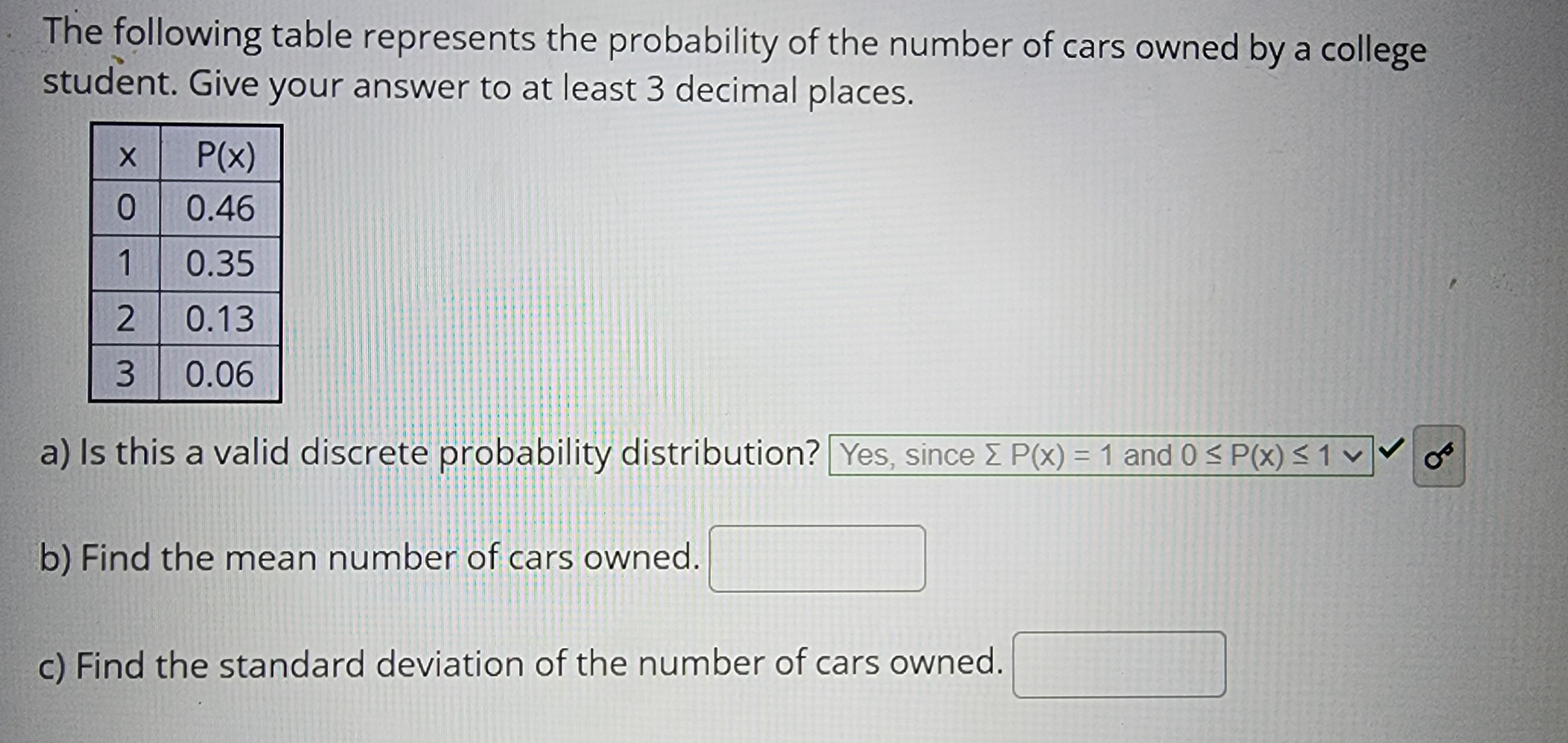 Solved The following table represents the probability of the | Chegg.com