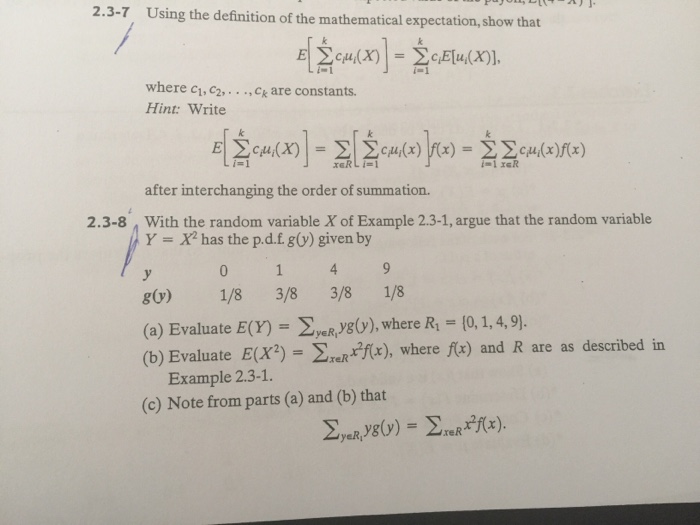 Solved Using the definition of the mathematical expectation, | Chegg.com