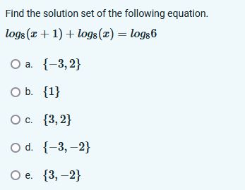 Solved Find the solution set of the following equation. | Chegg.com