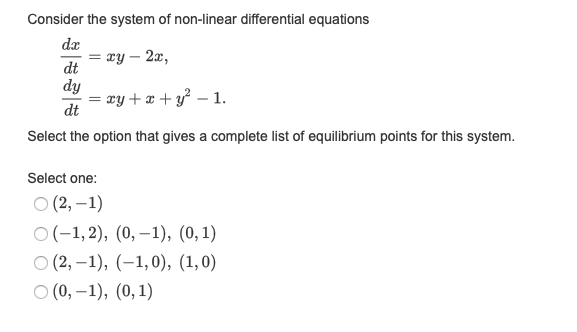 Solved Consider the system of non-linear differential | Chegg.com