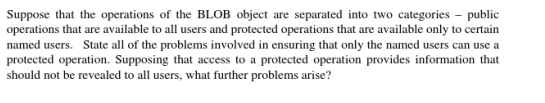 Solved Suppose that the operations of the BLOB object are | Chegg.com