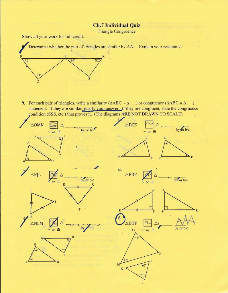 Solved Ch.7 Individual Quiz Triangle Congruence Show all | Chegg.com