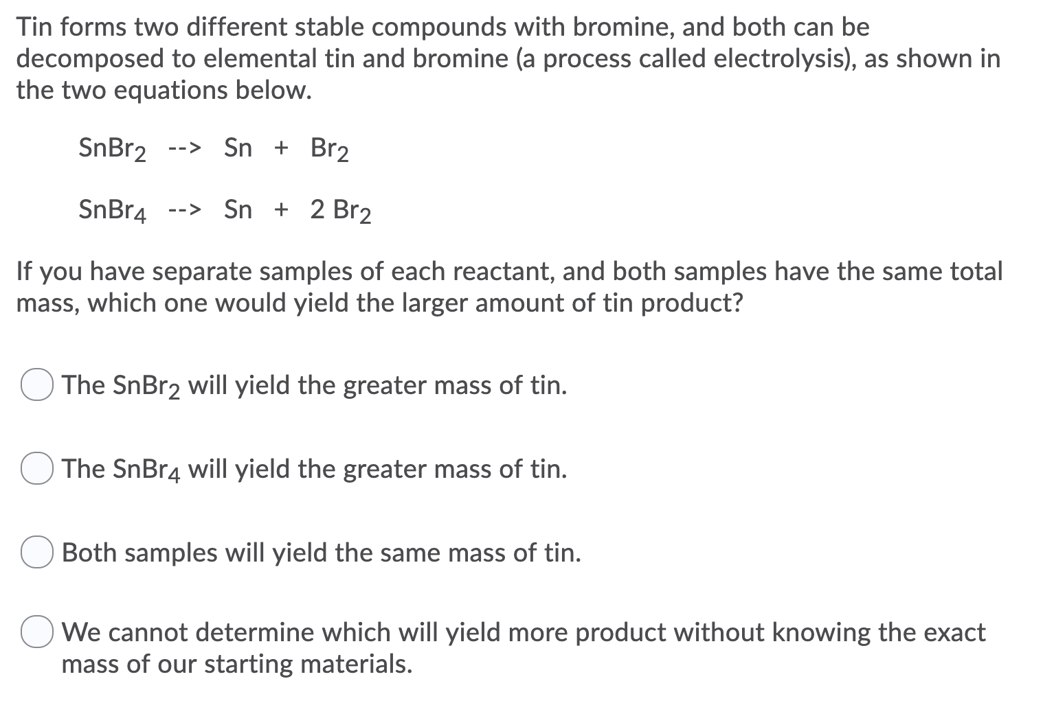 Solved Tin forms two different stable compounds with | Chegg.com