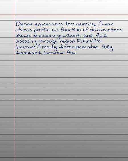 Derive expressions for: velocity, Shear stress | Chegg.com
